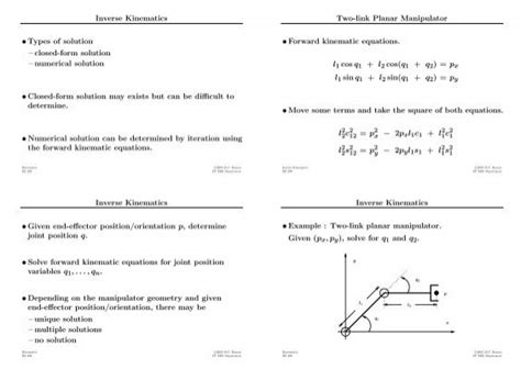 inverse kinematics given end effector position orientation p