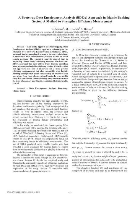 Pdf A Bootstrap Data Envelopment Analysis Bdea Approach In Islamic