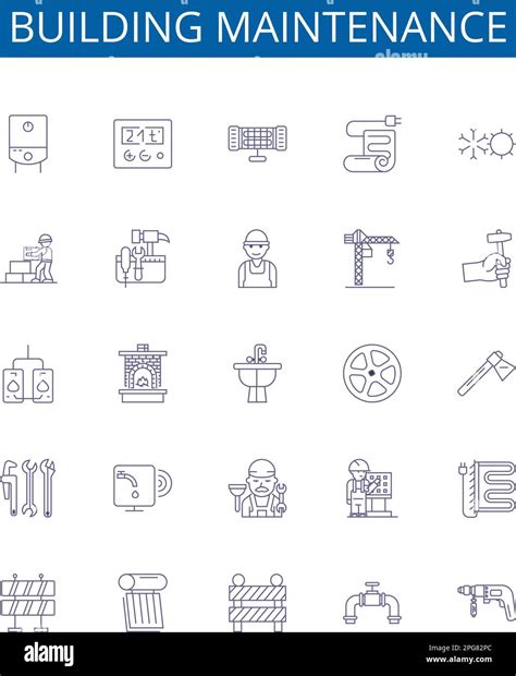 Building Maintenance Line Icons Signs Set Design Collection Of Repair