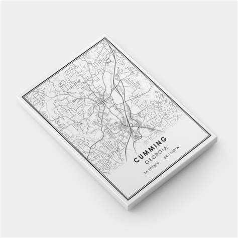 Cumming Georgia Map Print Poster Canvas Cumming Georgia Map Print
