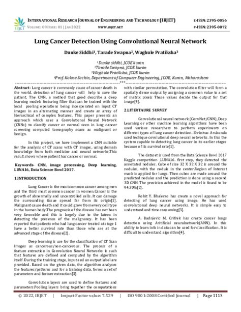 Pdf Lung Cancer Detection Using Convolutional Neural Network