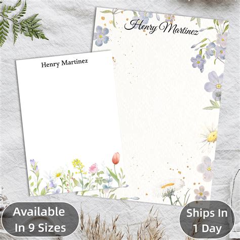 Personalized Floral Notepad For Women Custom Watercolor Notepad Pretty Wildflower Note Pad