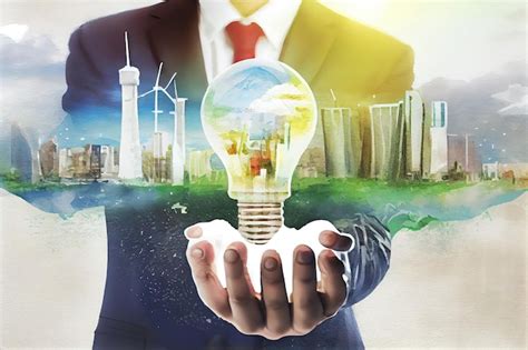 Premium Ai Image Hand Holding A Bulb With World Ecosystem Generative Ai