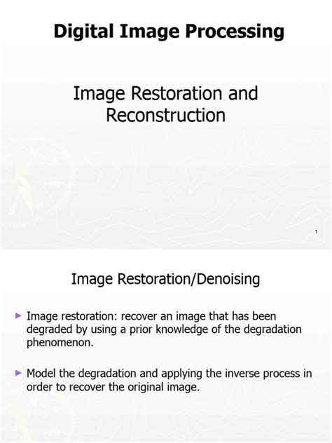 4 Image Restoration Reconstruction Pdf Imaging Signal Processing