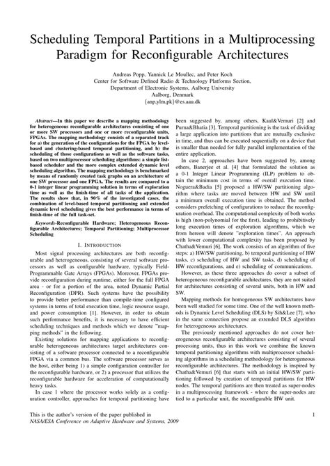 Pdf Scheduling Temporal Partitions In A Multiprocessing Paradigm For