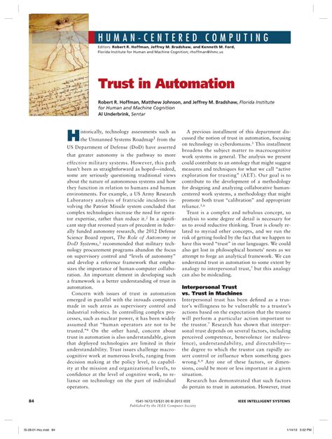 Pdf Trust In Automation