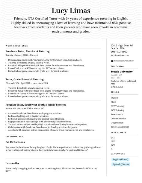 Tutor Resume Example And Writing Tips For 2022 Tutor Resume Example And Writing Tips For 2022