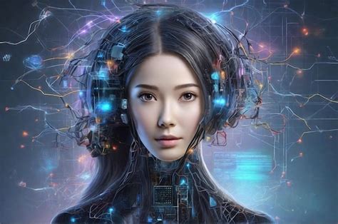 Premium Ai Image Technology Girl Is A Female Body Robot Generated Ai