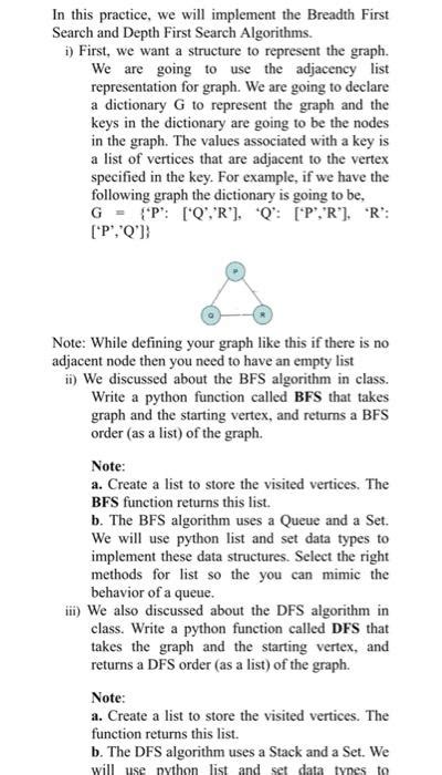 Solved In This Practice We Will Implement The Breadth First Chegg Com