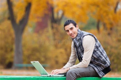 Programmer With Notebook Stock Image Image Of Cheerful 34438805
