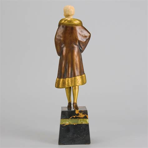 Georges Rigot Figure Fur Coat Art Deco Antique Bronze Hickmet Fine Arts