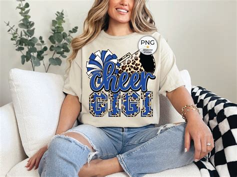 Cheer Gigi Png Image Blue Leopard Cheer Poms And Megaphone Design