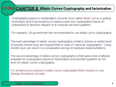 Iv 054 Chapter 8 Elliptic Curves Cryptography And