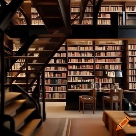 Small Luxury Loft Featuring A Spacious Library On Craiyon