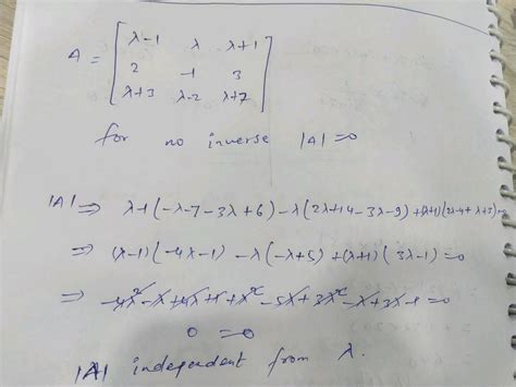 Number Of Real Values Of Lambda Which The Matrix Mathrm A
