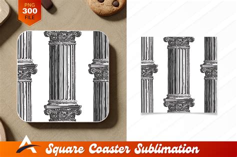 Engraved Ionic Order Columns Coaster Graphic By Allisonsuns · Creative