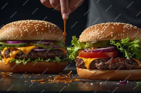 Premium Photo A Burger Being Assembled With Precision And Care