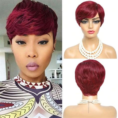 Short Straight Pixie Cut Wig150 Density Full Machine Made Human Hair