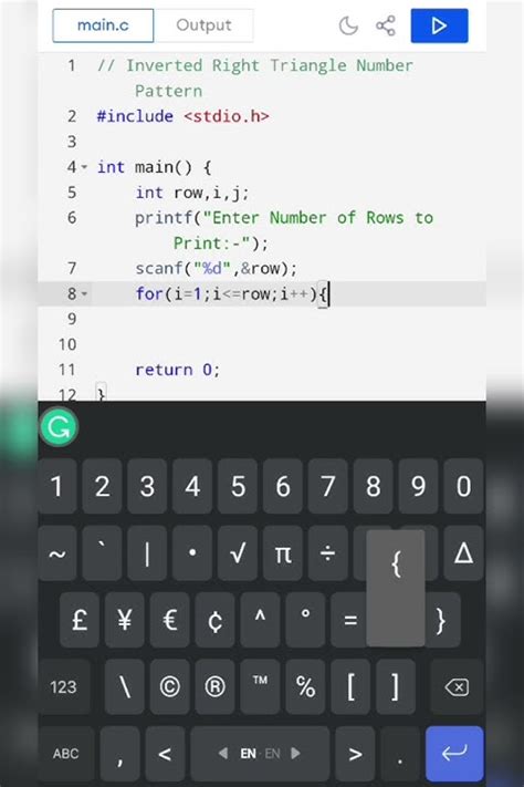 Inverted Right Triangle Number Pattern Programmer C Ytshorts