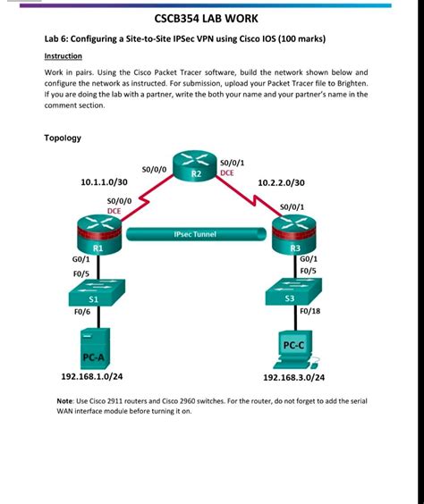 Solved Cscb354 Lab Work Lab 6 Configuring A Site To Site