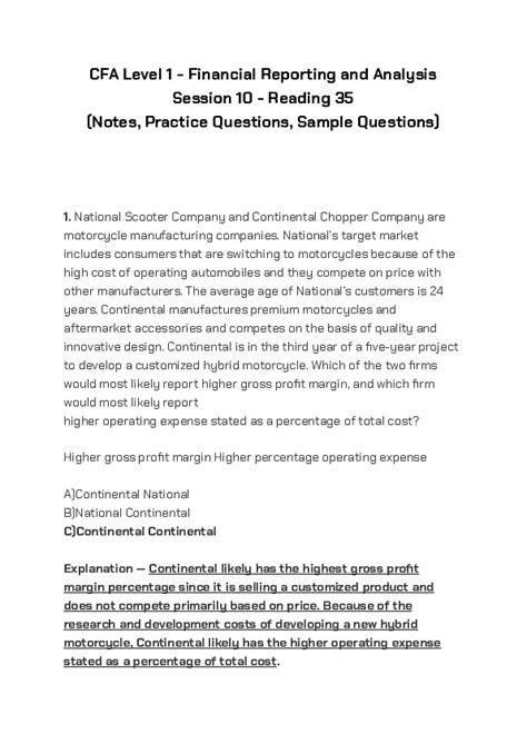 Cfa Level 1 Financial Reporting And Analysis Session 10 Reading 35