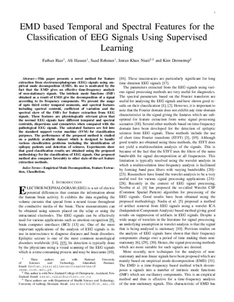 pdf emd based temporal and spectral features for the classification