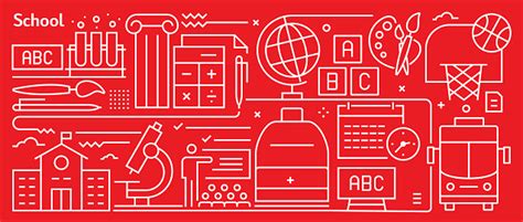 트렌디 한 선형 스타일의 벡터 학교 관련 배너 디자인 웹 페이지 배너 프리젠 테이션라인 아트 스타일 추상 패턴 초등학교에 대한