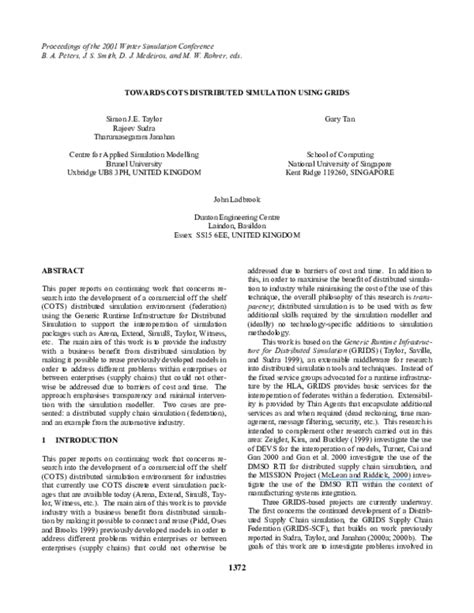 pdf towards cots distributed simulation using grids