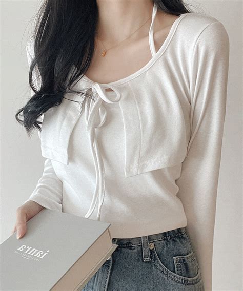 💝세트가격오늘출고💝 여리여리 볼레로세트 리본가디건 슬림핏 일체형 홀터넥 섹시룩 글램룩 세트가격 데이트룩 코디세트 볼레로 홀터 나시 가디건 Set 에이블리