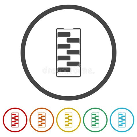 Mobile Screen With Chat Message Icon Set Icons In Color Circle Buttons