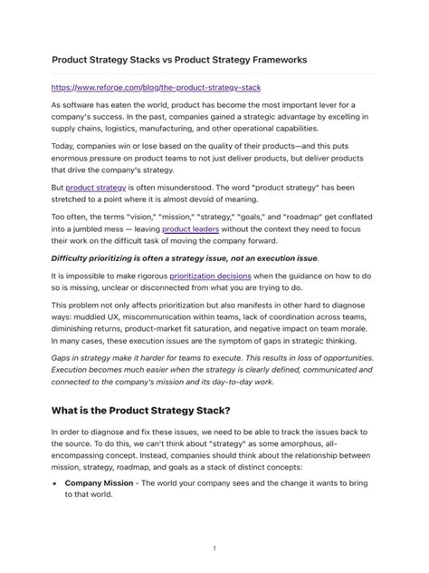 Product Strategy Stacks Vs Product Strategy Frameworks Pdf Goal