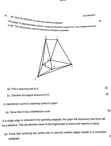 Solved No Calculator 8 No Calculator 4 E B Find A Spanning Tree