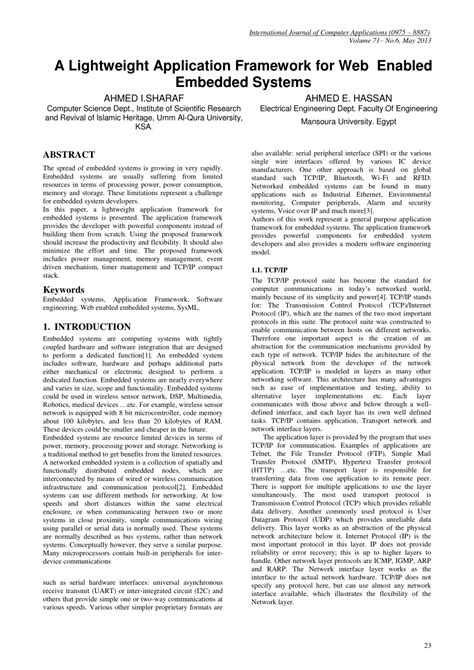 Pdf A Lightweight Application Framework For Web Enabled Embedded Systems