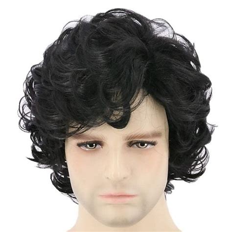 Black Wigs For Men Medieval Wig Cosplay Costume Wig Curly Middle Part