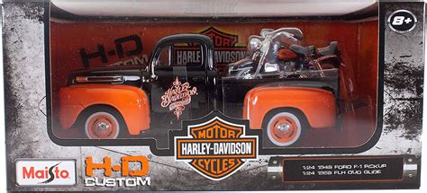 ماکت ماشین فلزی فورد F1 پیکاپ 1958 مایستو هارلی دیودسون Harley Davidson