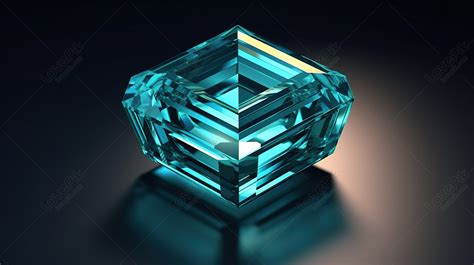 Asscher 컷 아쿠아마린 원석을 3d로 렌더링 아쿠아 배경 다이아몬드 반지 배경 3d 렌더링 배경 이미지 Hd 아쿠아 다이아몬드 반지 3d 렌더링 배경 사진