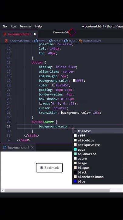 Bookmark Button Animation Using Html Css Css Tutorial Shorts Shortsvideo Youtube
