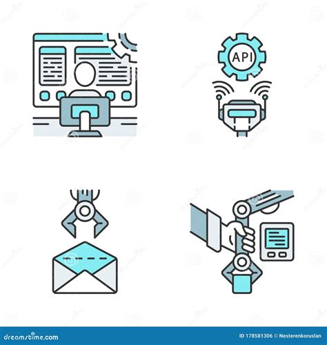 Rpa Color Icons Set Stock Vector Illustration Of Automatic 178581306