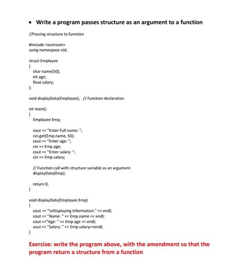 solved write a program passes structure as an argument to