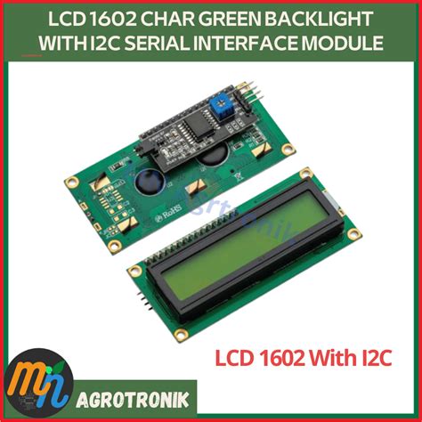 Jual Lcd 1602 Char Green Backlight With I2c Serial Interface Module