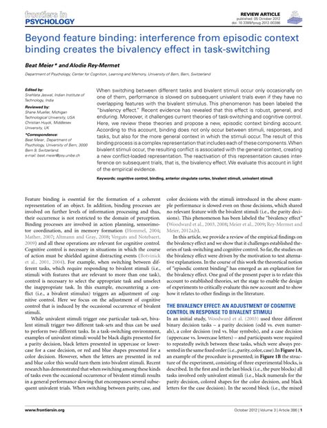 pdf beyond feature binding interference from episodic context
