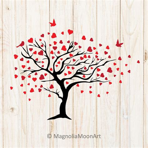Love Tree SVG Tree With Hearts Svg Cut File For Cricut Valentine Svg Love Birds Svg Hearts