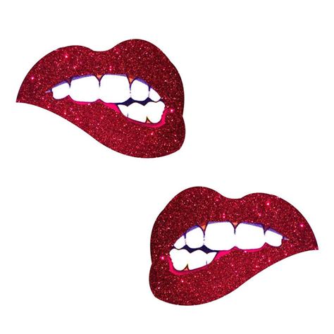Neva Nude Pasty Bite Me Lips Glitter Red — Nalpac