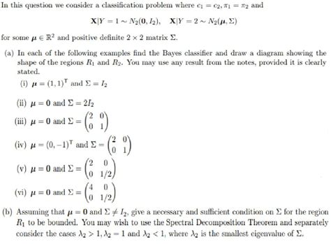 Solved In This Question We Consider A Classification Problem Chegg