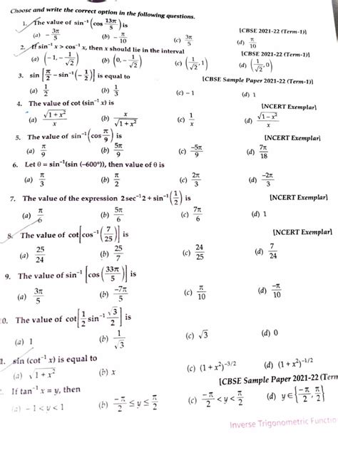 12th Inverse Trigonometry And Matrices Pdf Mathematics Operator Theory