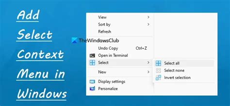 How To Add Select Context Menu In Windows