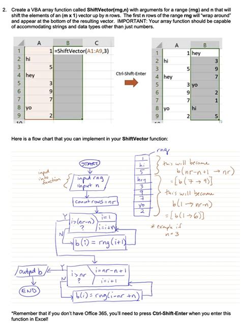 solved create a vba array function called shiftvector rng n with