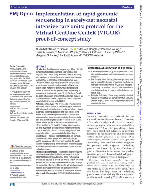 Pdf Implementation Of Rapid Genomic Sequencing In Safety Net Neonatal