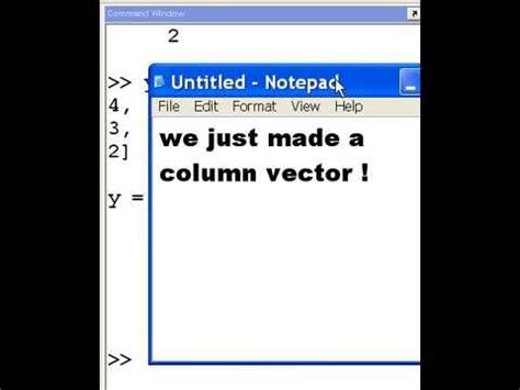 Matlab Row Vectors Column Vectors YouTube