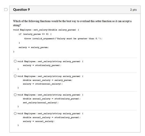 Solved Question Pts Given A Class Named Employee With Chegg